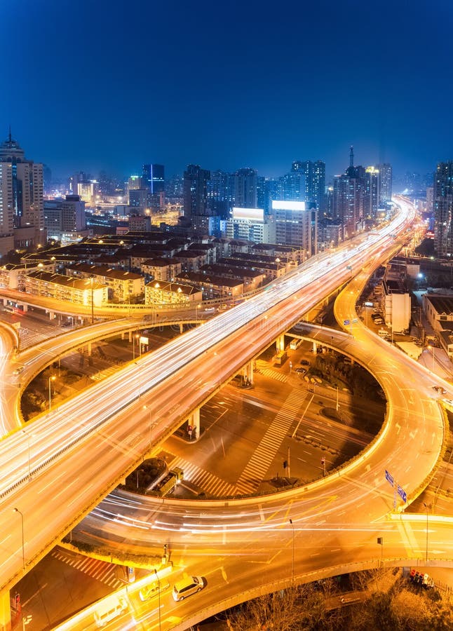 Overpass lit up at night stock photo. Image of overpass - 35651636