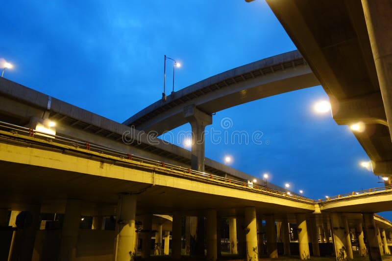 Overpass lit up at night stock photo. Image of overpass - 35651636