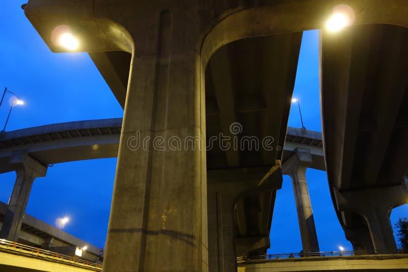City overpass at night stock image. Image of aerial, arch - 41787795