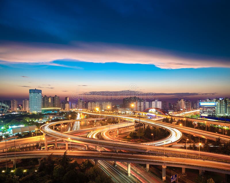 Beautiful City Interchange Closeup in Shanghai Stock Photo - Image of ...