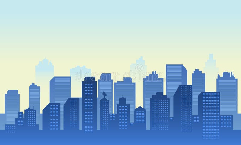 City Panorama with Beautiful Blue Sky Gradient Stock Illustration ...