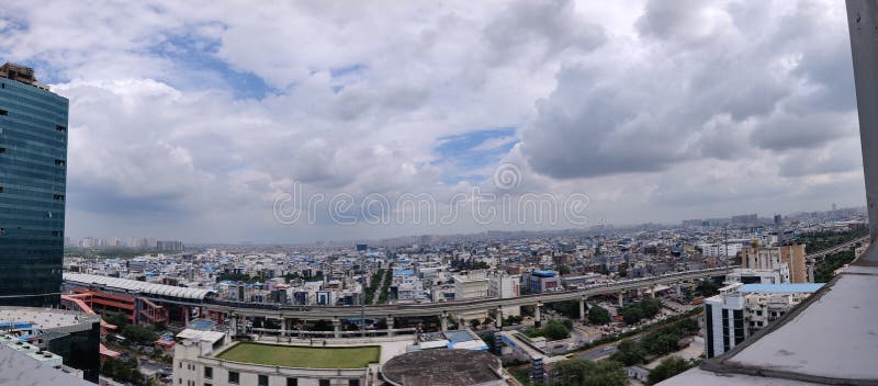 City Panorama View with Clouds and Buildings Stock Image - Image of ...
