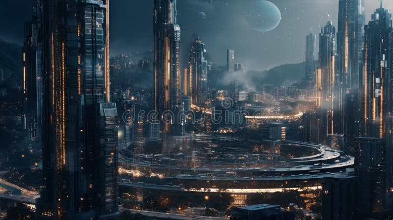 City in a Parallel Dimension Stock Illustration - Illustration of ...