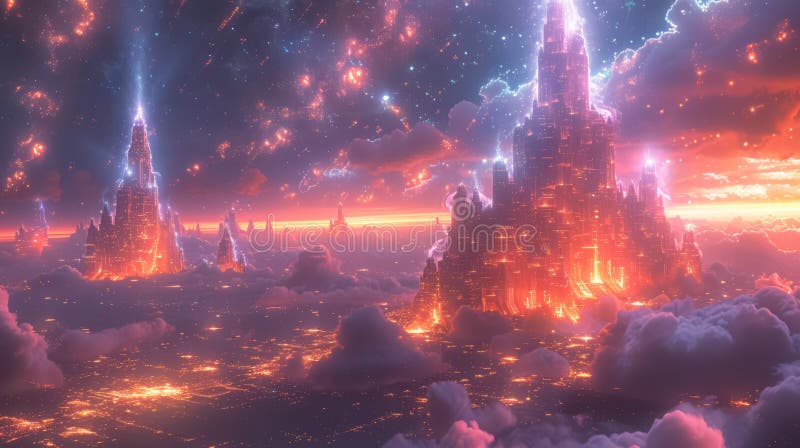 City in a Parallel Dimension Stock Illustration - Illustration of ...