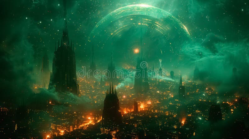 City in a Parallel Dimension Stock Illustration - Illustration of ...