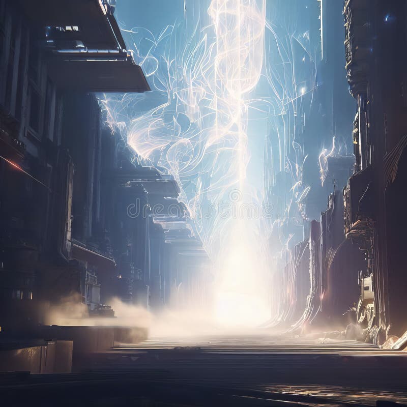 City in a Parallel Dimension. Generative AI Stock Illustration ...