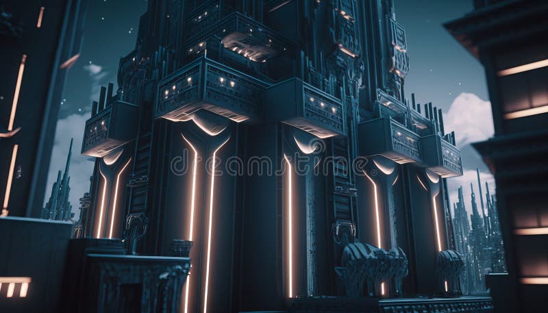 City in a Parallel Dimension. Generative AI Stock Illustration ...