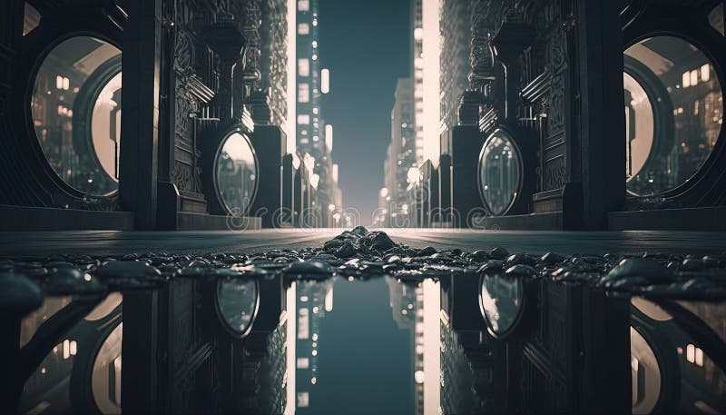 City in a Parallel Dimension. Generative AI Stock Illustration ...