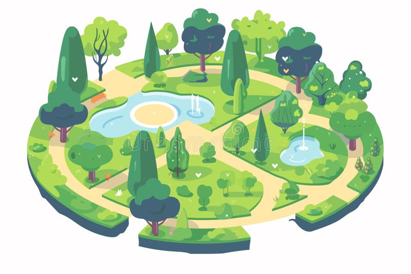 City Park Aerial View Isolated Vector Style Stock Vector - Illustration ...