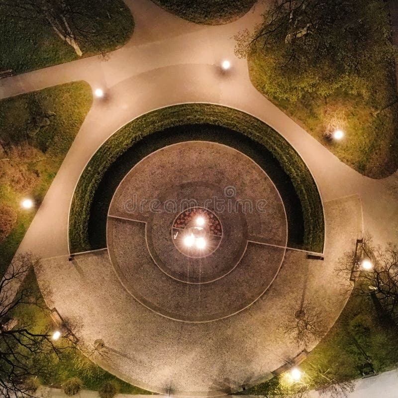 City Park Form Above at Night Stock Photo - Image of city, circle ...