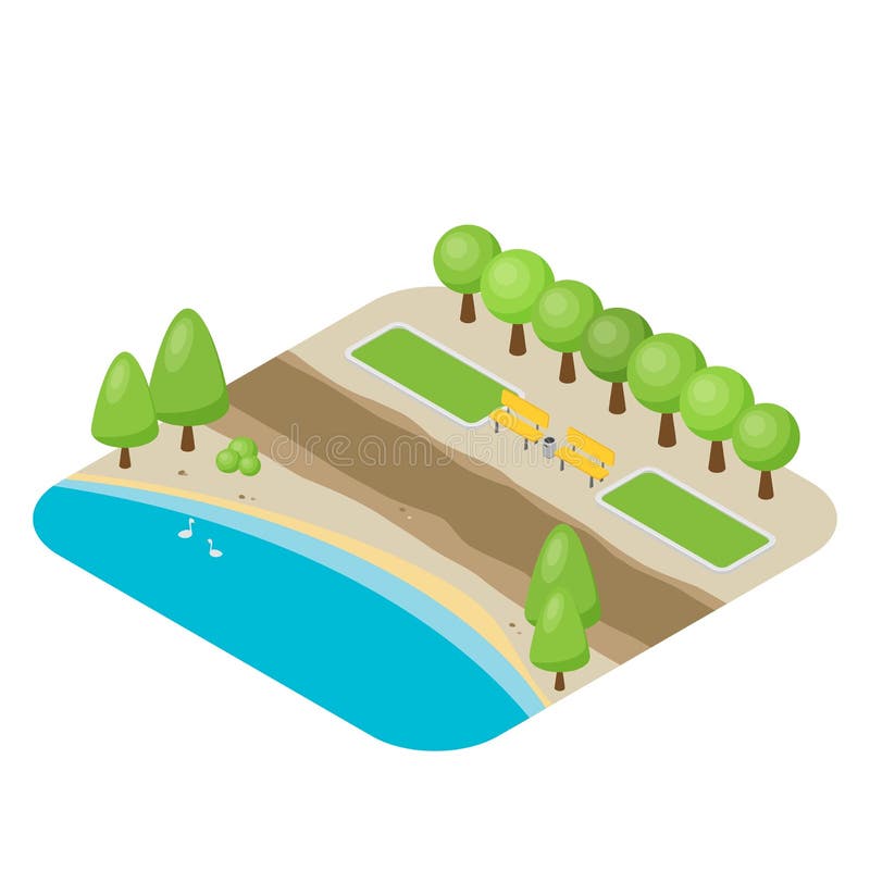 City Park Furniture. City Map Elements. Isometric Infographic Stock ...