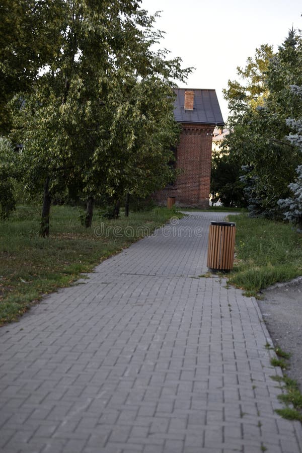 Garbage Cans in the Urban Area and a Landfill. Plastic Garbage ...