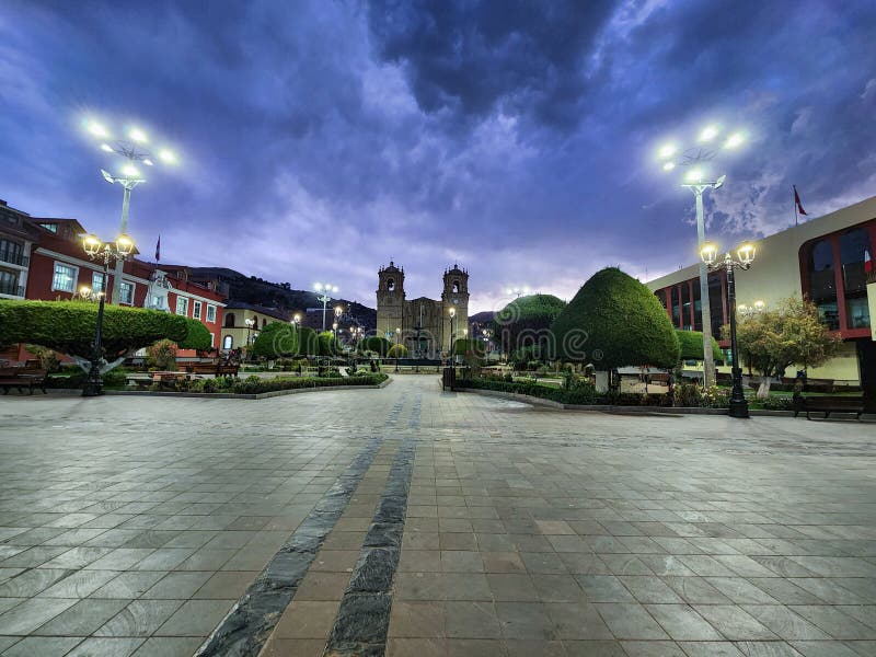 City Park with Many Gardens, a Temple, and Twilight Lighting Editorial ...