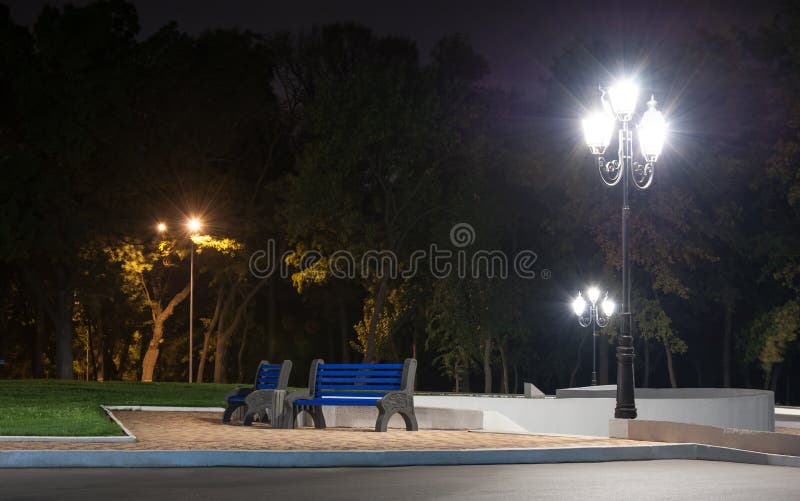 City park at night stock image. Image of lantern, light - 26932555