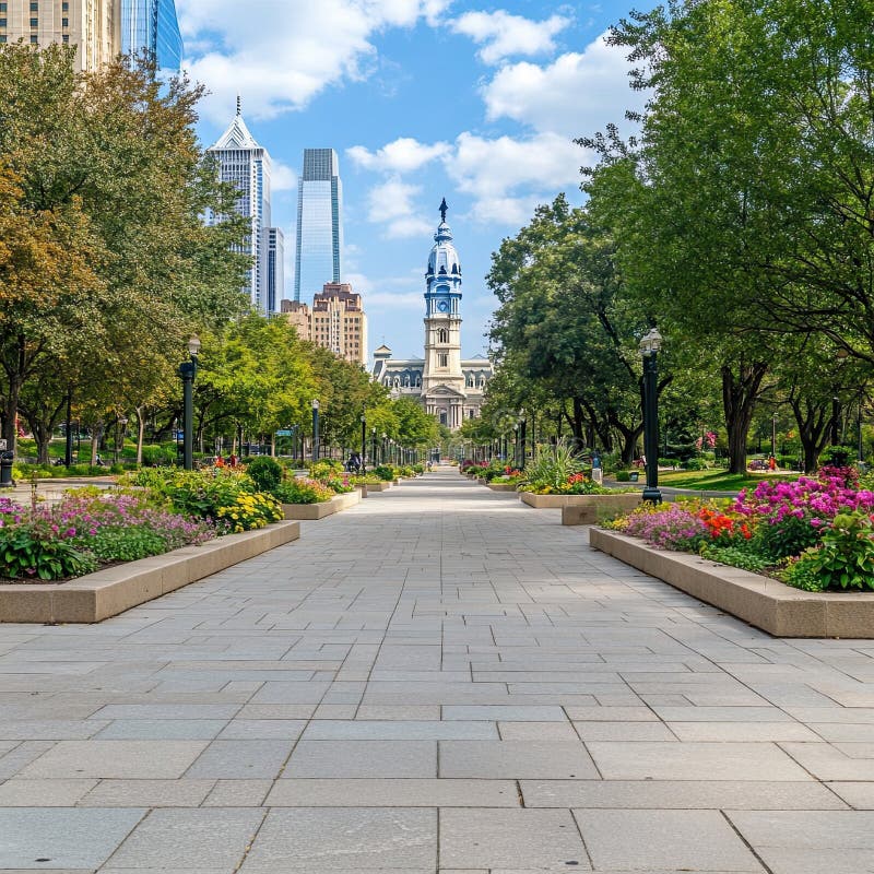 City Park Pathway Urban Landscape Stock Illustration - Illustration of ...