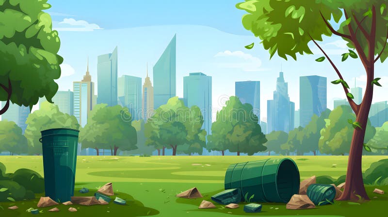 City Park with Recycle Bin for Sorting Waste Garbage Stock Image ...