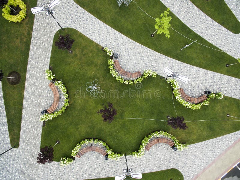 City Park, Square, Top View Stock Image - Image of pathway, panorama ...