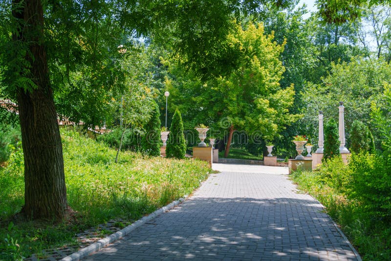 City Park in Summer Season, Beautiful View, a Path with Shadow Stock ...