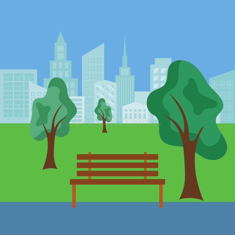 City Park. Vector Illustration. Stock Vector - Illustration of ...