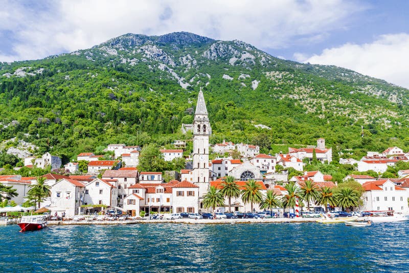 The old city of Perast stock image. Image of july, kotor - 112977401