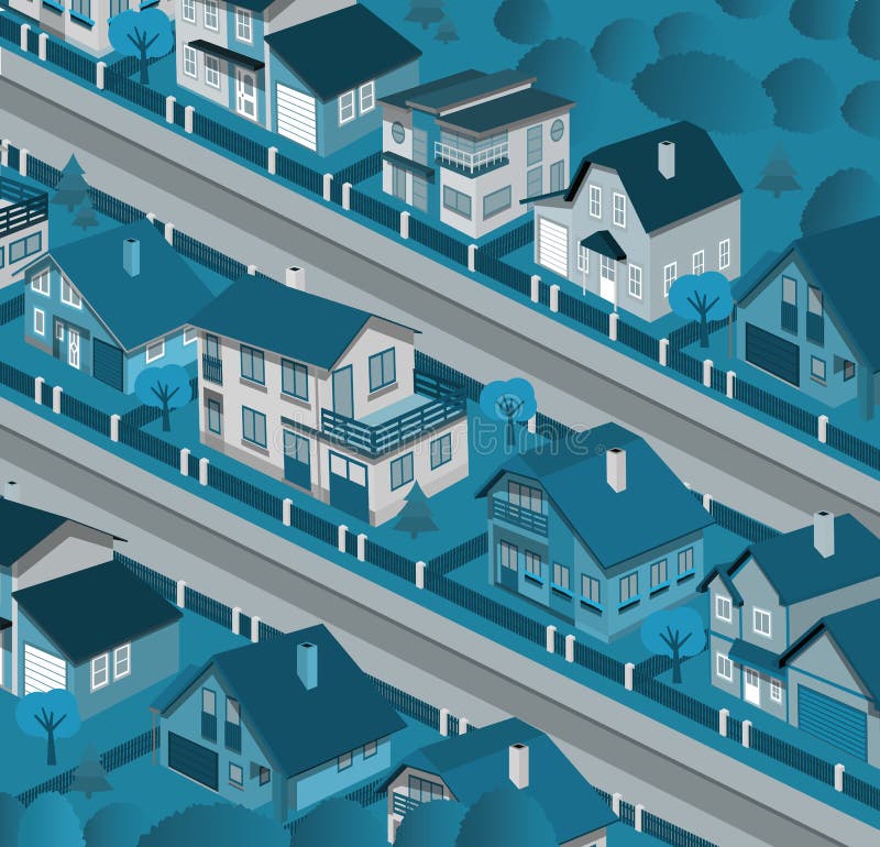 City in Perspective (night) Stock Vector - Illustration of monochrome ...