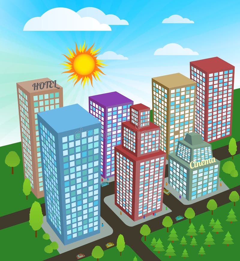 City in perspective stock vector. Illustration of cityscape - 39353994