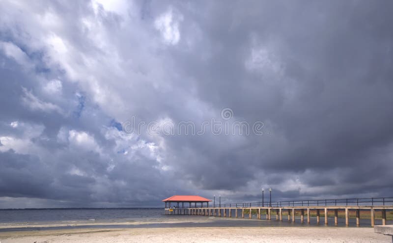 City pier during a storm stock photo. Image of architecture - 28577418