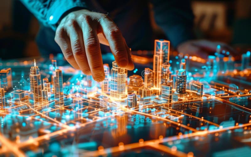 A City Planner Developing Urban Spaces with a Holographic 3D City Model ...