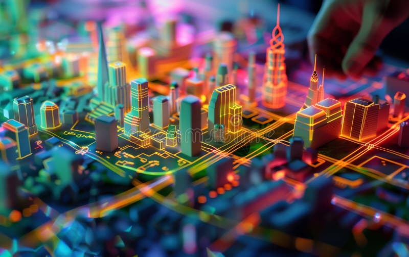 A City Planner Developing Urban Spaces with a Holographic 3D City Model ...