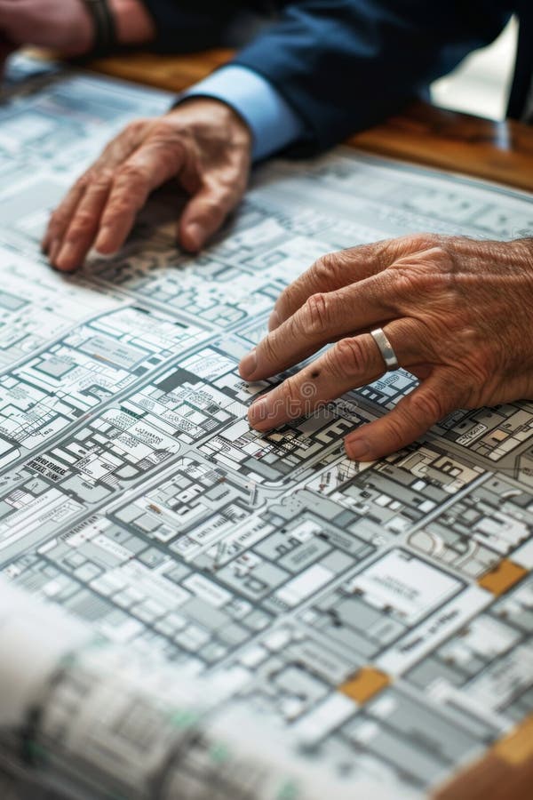 City Planners and Developers Discussing Urban Projects in Blueprints ...