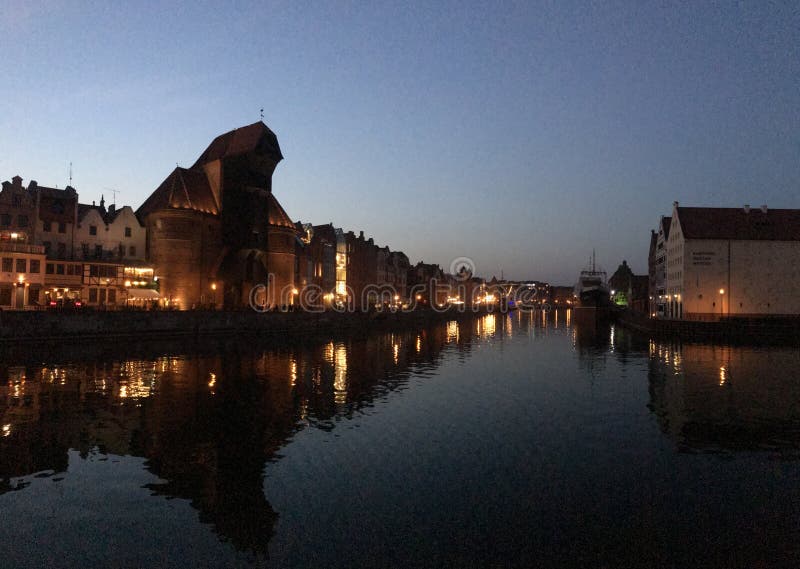 Danzig by night stock image. Image of sundown, panorama - 159090259