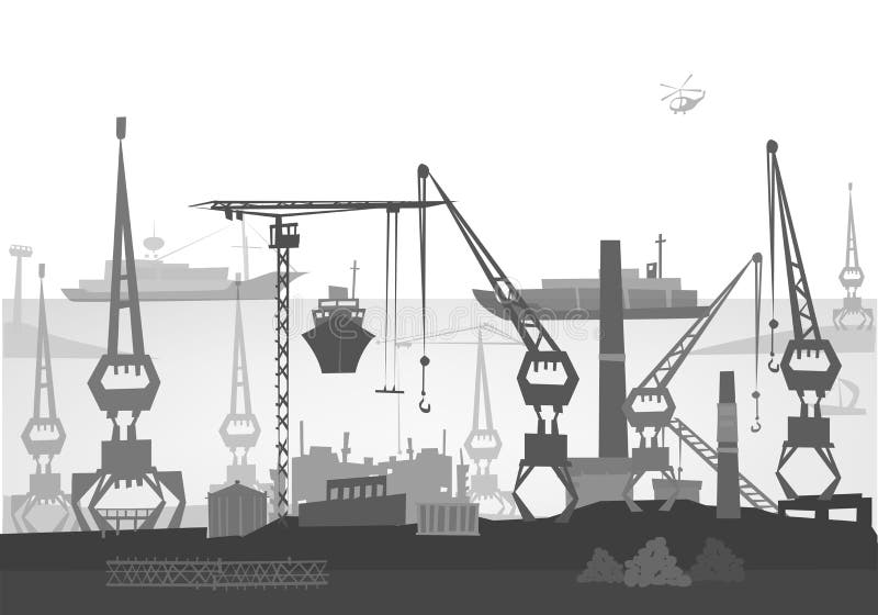 City Port Line Icon Vector Illustration Stock Illustration ...