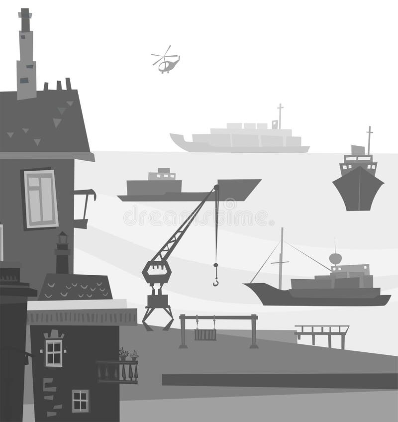 City Port Line Icon Vector Illustration Stock Illustration ...