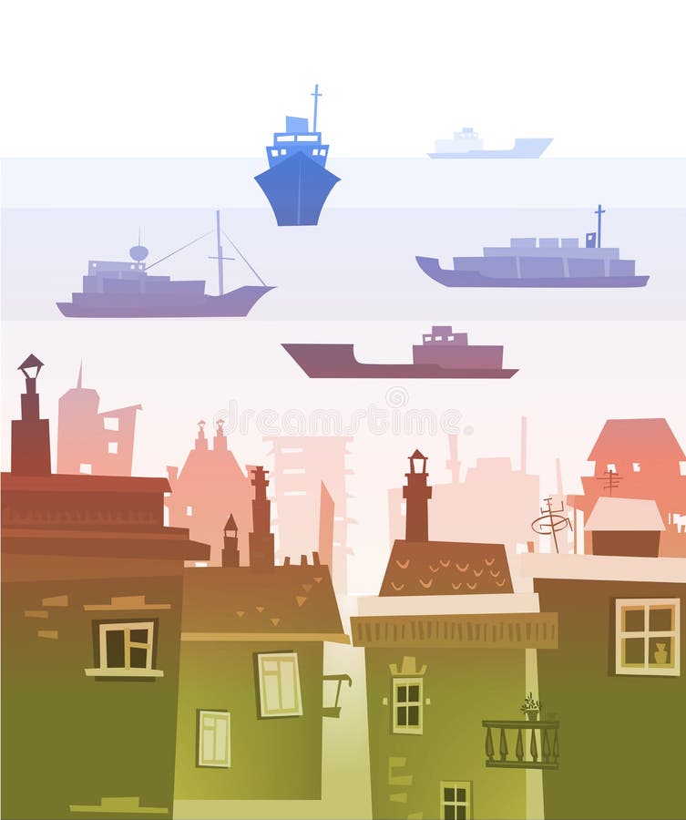 City port illustration stock illustration. Illustration of environment ...