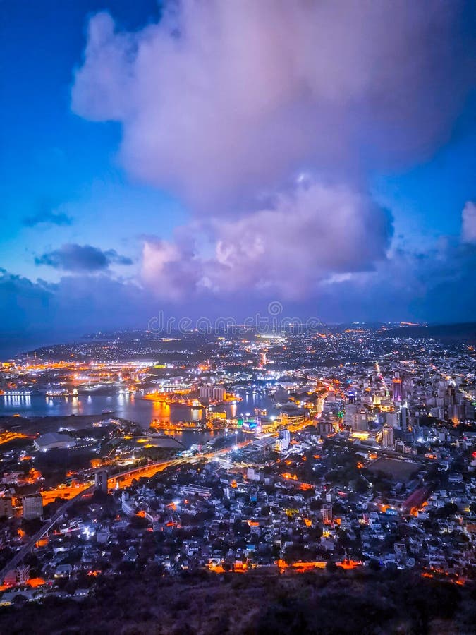 City of Port Louis by Night Mauritius Stock Image - Image of skyline ...