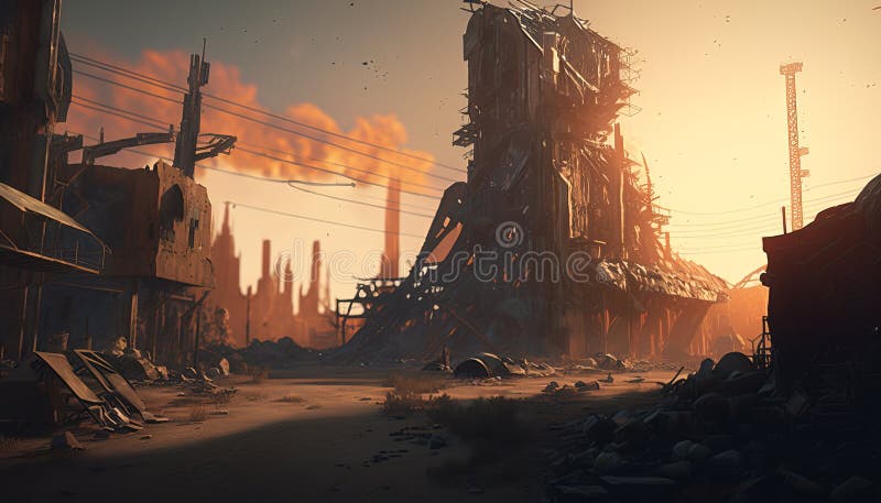 City in a Post-apocalyptic World. Generative AI Stock Illustration ...