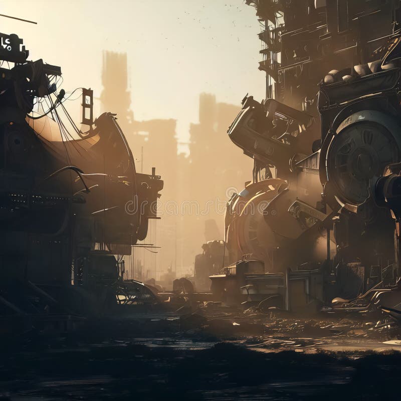 City in a Post-apocalyptic World. Generative AI Stock Illustration ...