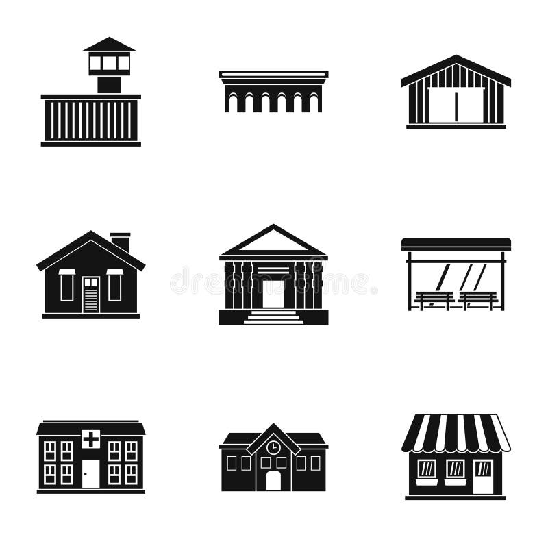 City Public Buildings Icons Set, Simple Style Stock Vector ...
