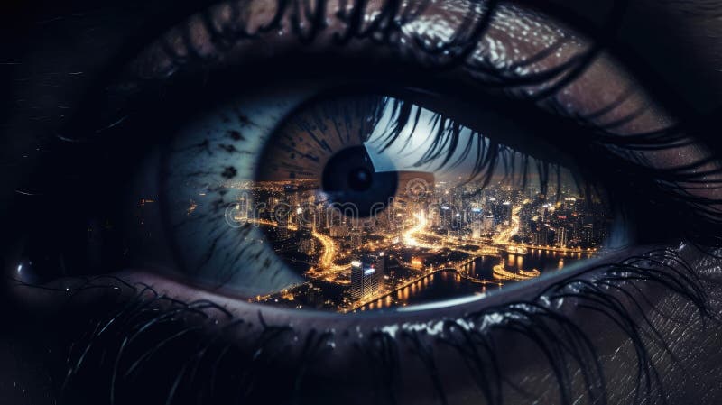 The City is Reflected in the Human Eye Stock Image - Image of vision ...