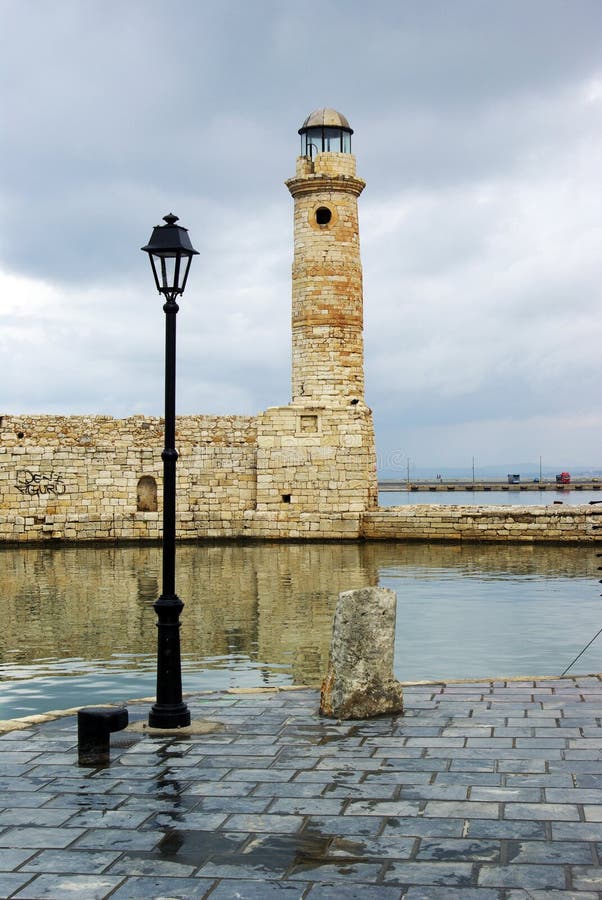 The city of Retimno. Port stock photo. Image of beacon - 6601872