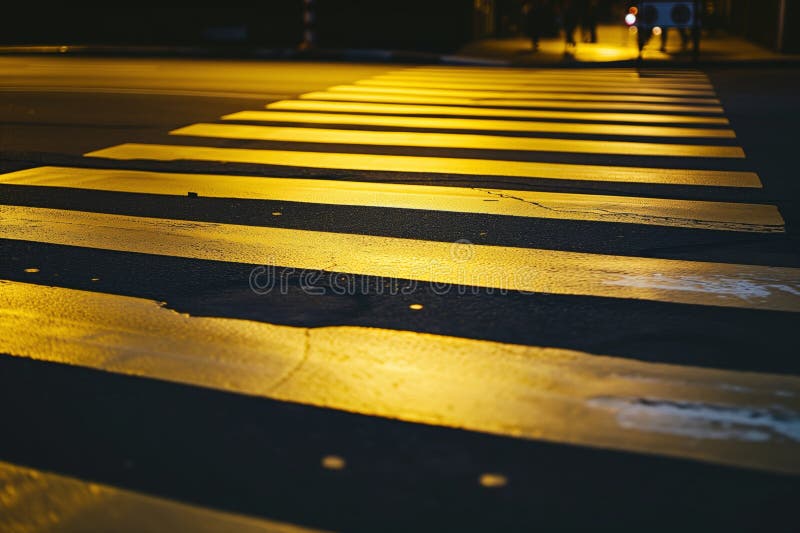 City Road with Bright Pedestrian Crosswalk Stock Photo - Image of ...