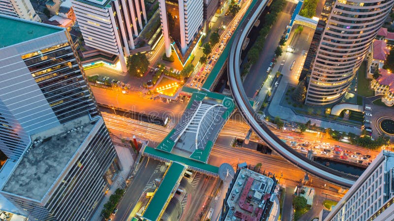 City Road Interchanged Top View Stock Photo - Image of night ...