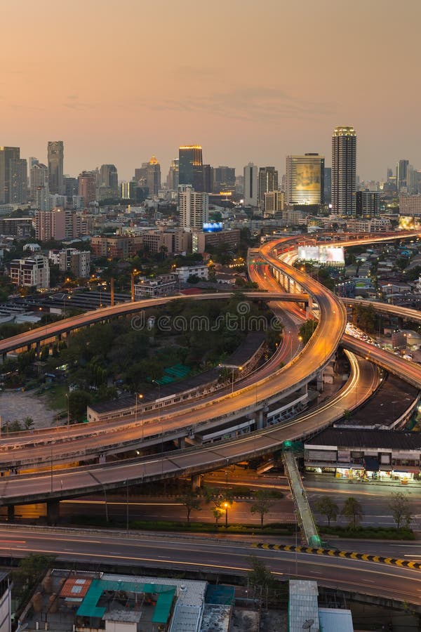 City Road Intersection with Downtown Background Stock Photo - Image of ...