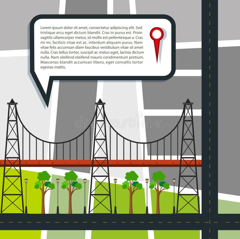 City Road Map with Bridge and Park Stock Vector - Illustration of ...