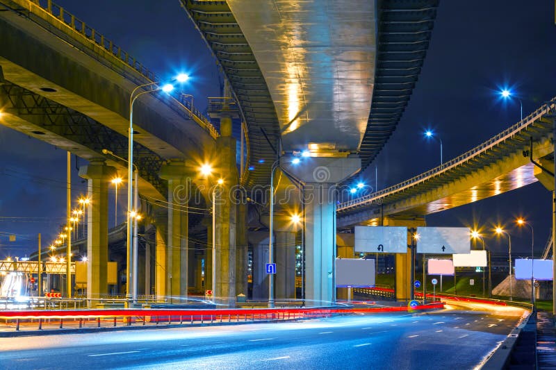 City Road Overpass at Night Stock Image - Image of exposure ...