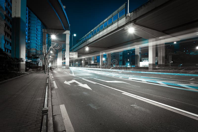 City Road Overpass Viaduct Bridge of Night Scene Stock Photo - Image of ...