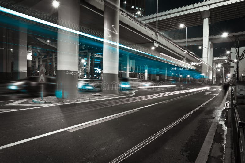 City Road Overpass Viaduct Bridge of Night Scene Stock Photo - Image of ...