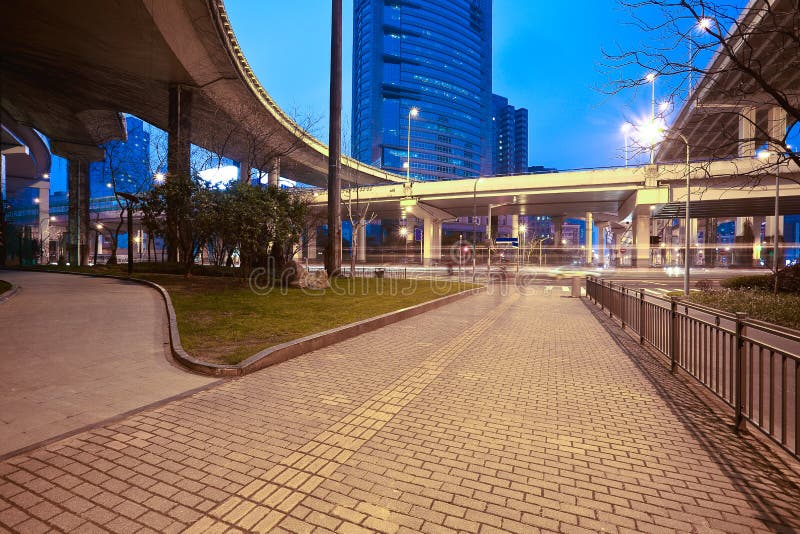 City Road Overpass Viaduct Bridge of Night Scene Stock Image - Image of ...
