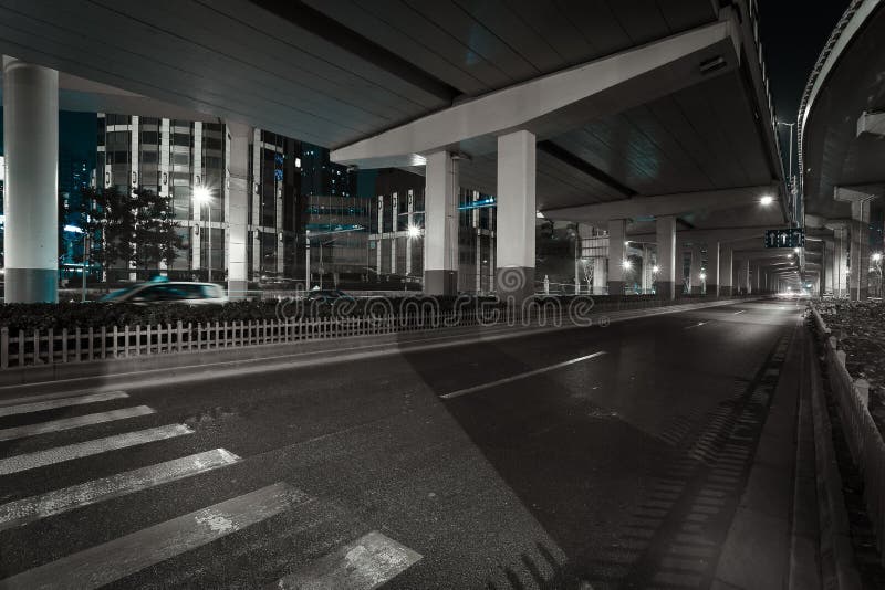 City Road Overpass Viaduct Bridge of Night Scene Stock Photo - Image of ...