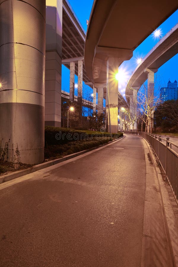 City Road Overpass Viaduct Bridge of Night Scene Stock Photo - Image of ...